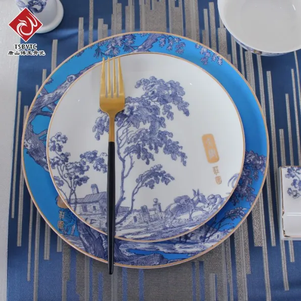 Ceramic Golden Design Bone China Dinner Set Tableware Round Dinnerware ...