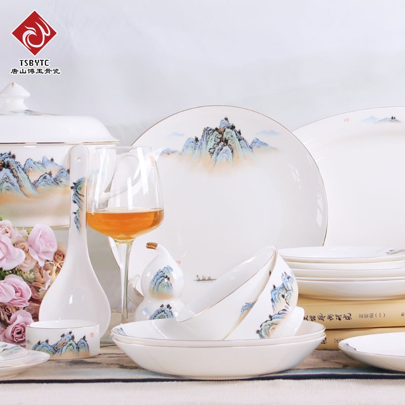 Ceramic Blue And Green Color Design Bone China Dinner Set Tableware ...