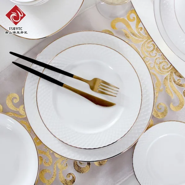 Ceramic Golden Design Bone China Dinner Set Tableware Round Dinnerware ...