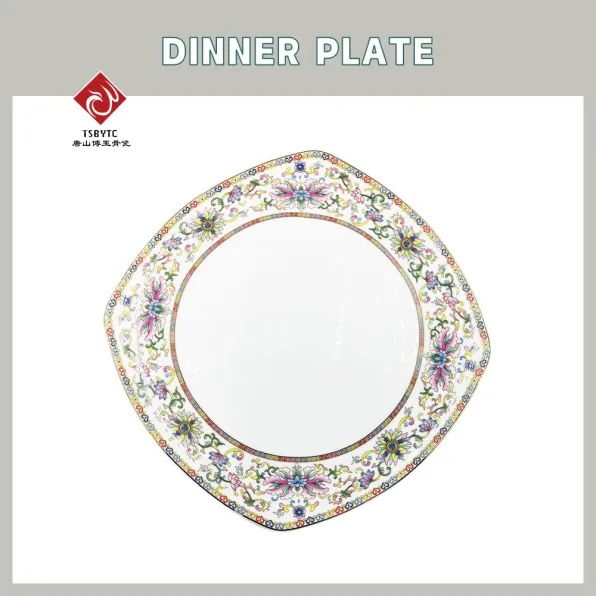 Bone china square dinner plate