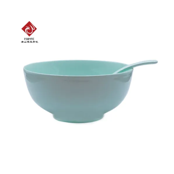 Bone china green color glaze noddle bowl