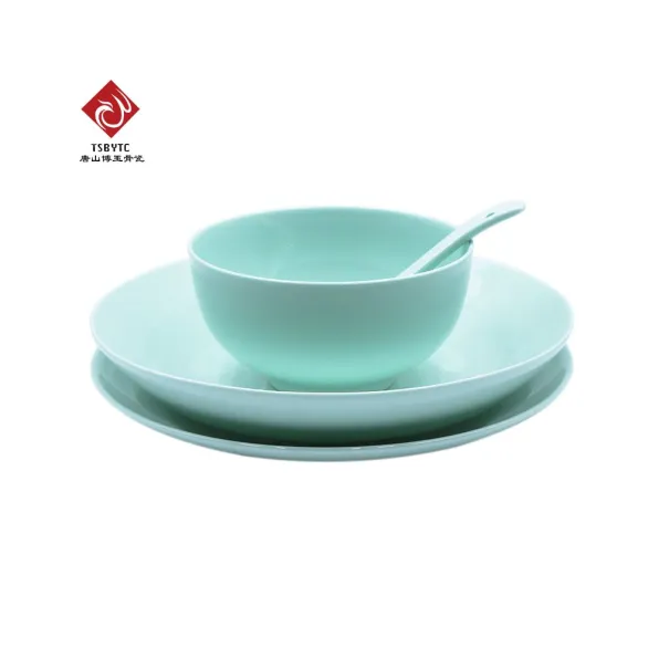 Bone china green color glaze dinner set