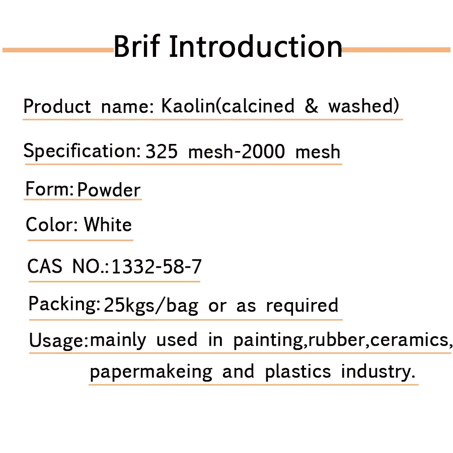 Calcined Kaolin, Kaolin Washed, Metakaolin Powder