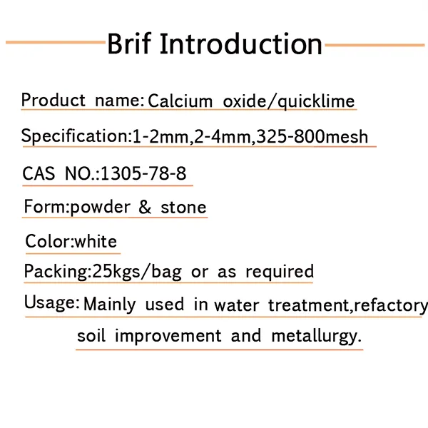 Calcium oxide/quick lime