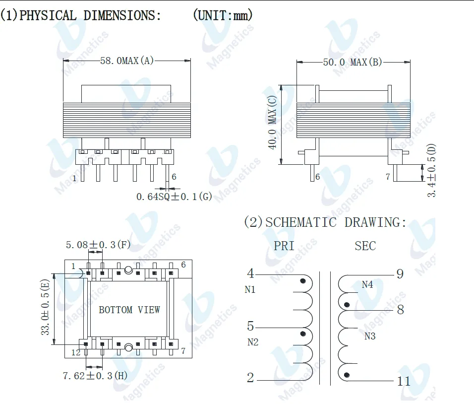 EI57 Pin Type Low Freq. Transformer - EI5719 Model
