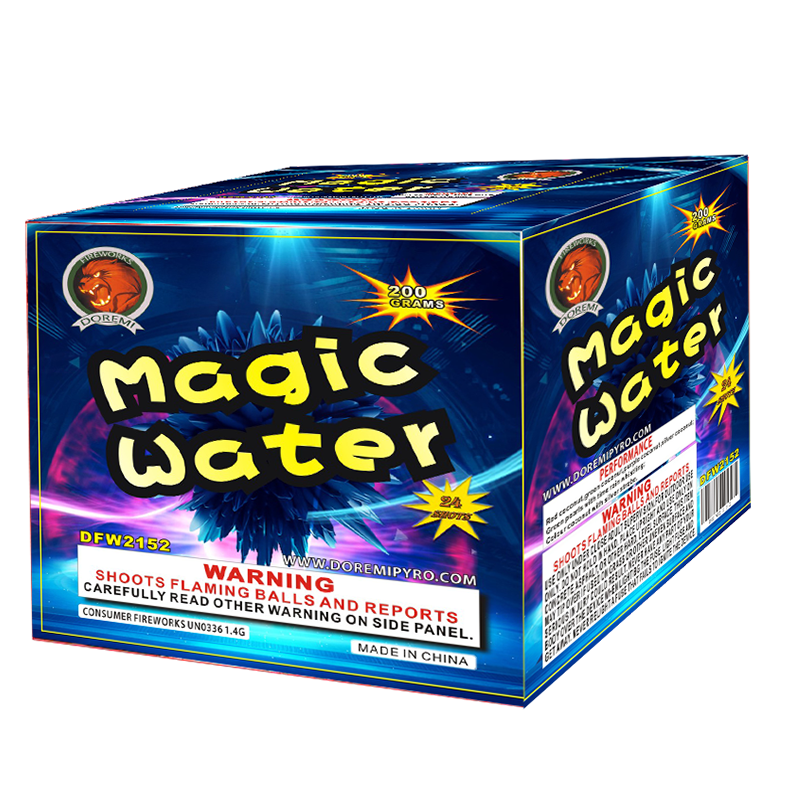 DFW2152 MAGIC WATER 24 SHOTS CAKE FIREWORKS, CONSUMER CAKES