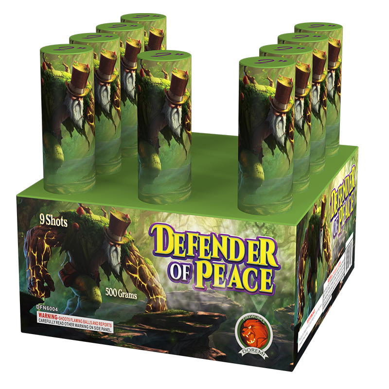 DFN6004 DEFENDER OF PEACE 2 INCHES 9 SHOTS CAKE FIREWORKS, FIREWORKS ...