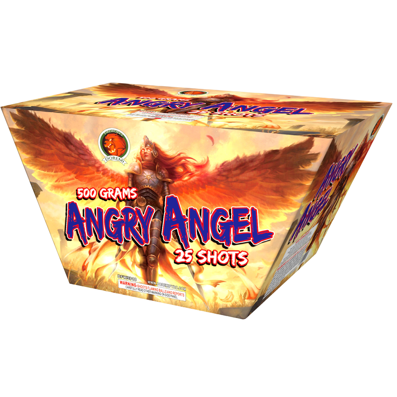 DFW5918 ANGRY ANGEL 25 SHOTS FAN CAKE FIREWORKS,CONSUMER FIREWORKS,UN0336