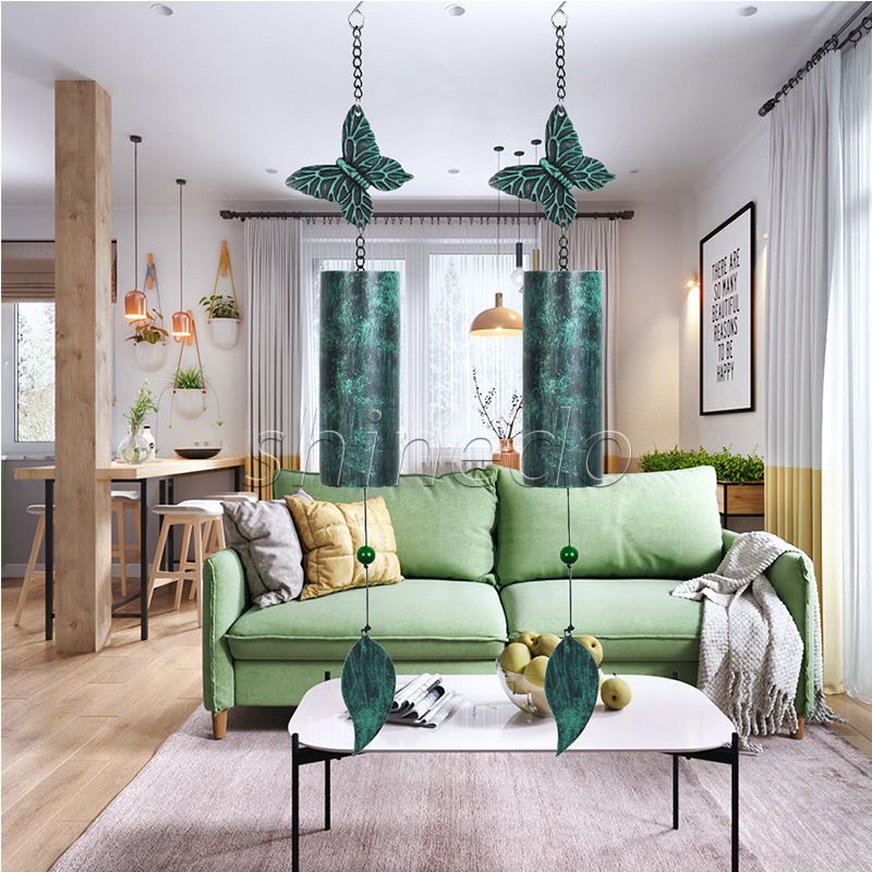 Green Butterfly Deep Tone Memorial Wind Chime