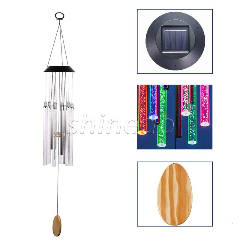 Solar Plastic pipe Wind Chimes Colorful Outdoor
