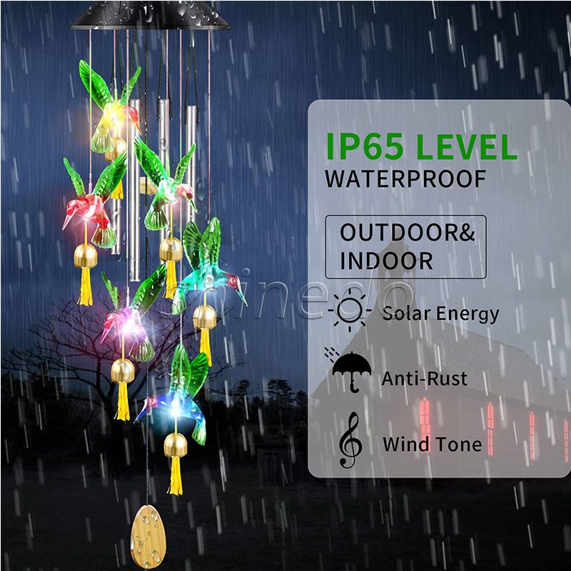 LED Solar Hummingbird Wind Chimes