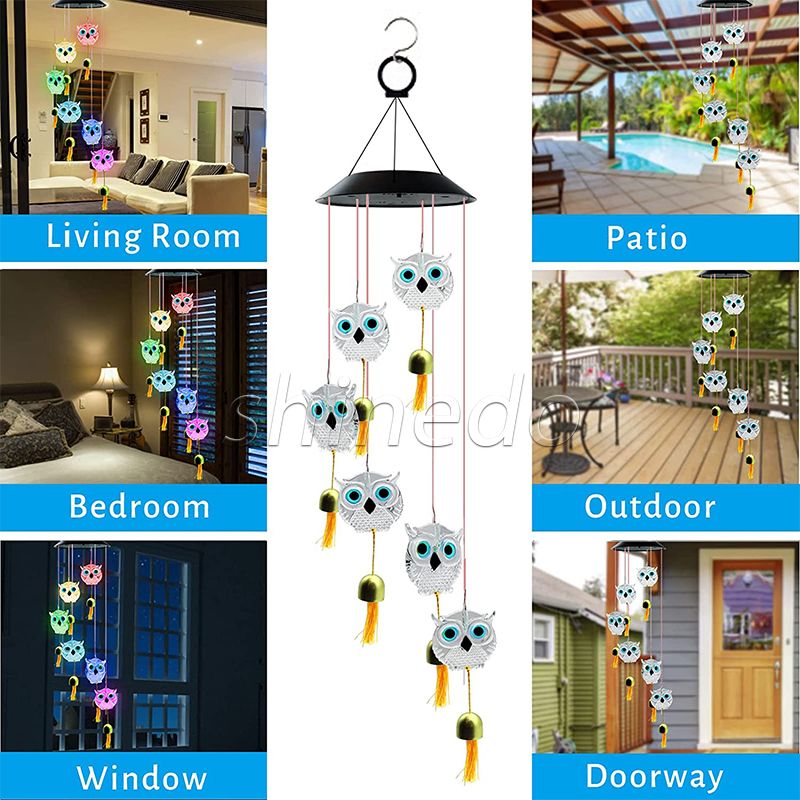 Owl Bell Solar Wind Chimes