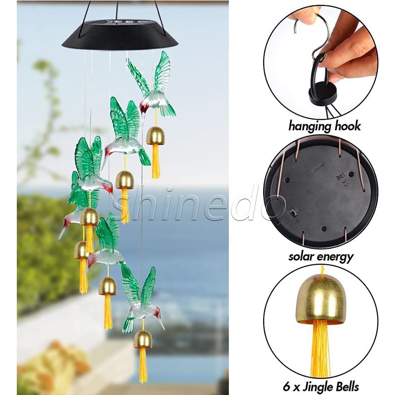 Custom Led Solar Hummingbird Wind Chimes