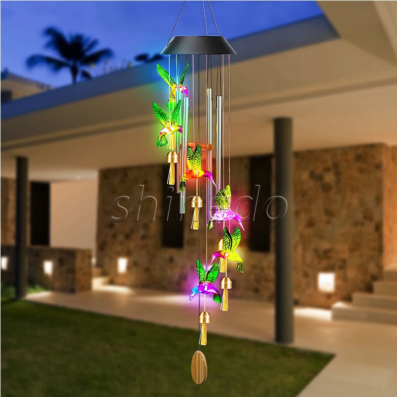 LED Solar Hummingbird Wind Chimes