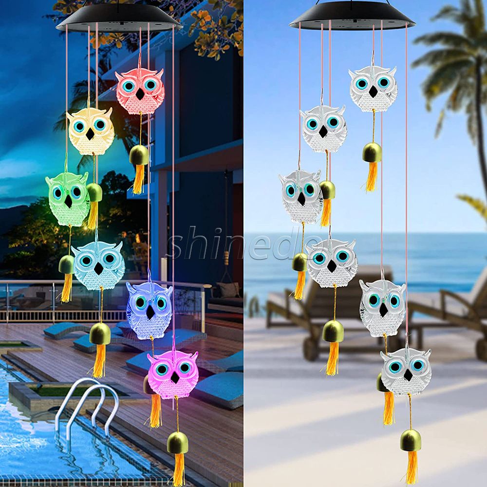 Owl Bell Solar Wind Chimes