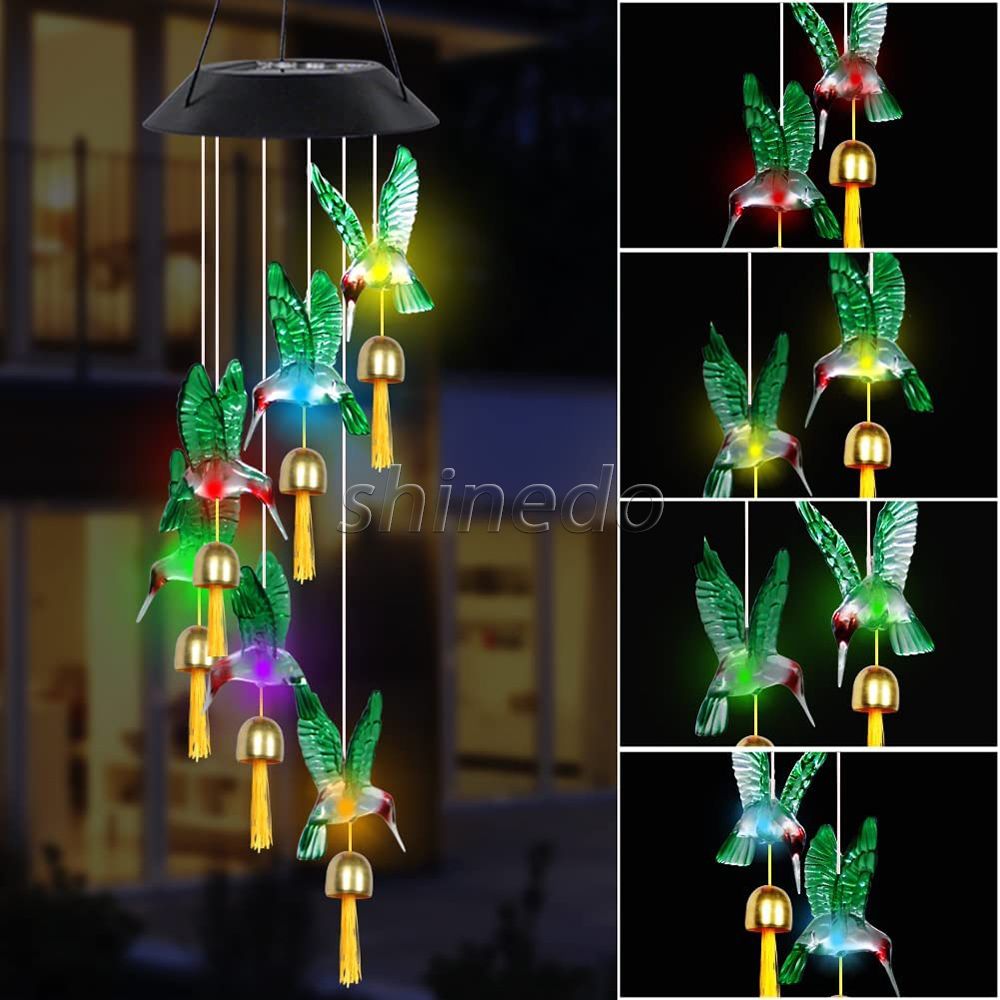 Custom Led Solar Hummingbird Wind Chimes