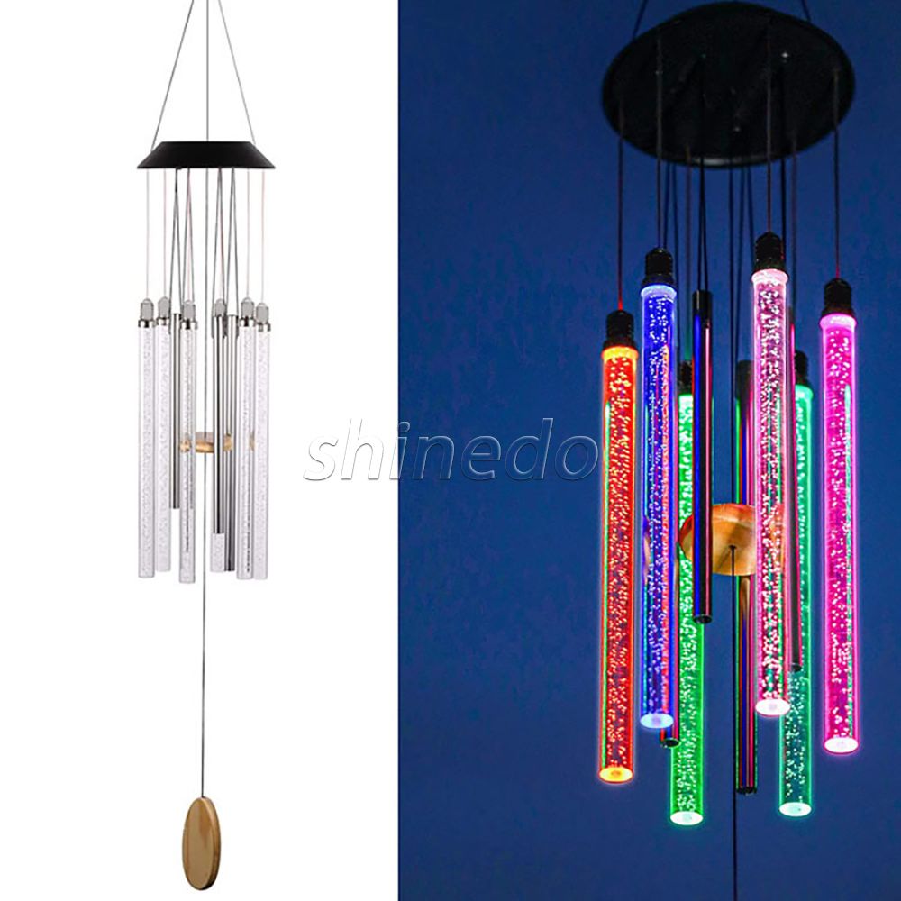 Solar Plastic pipe Wind Chimes Colorful Outdoor
