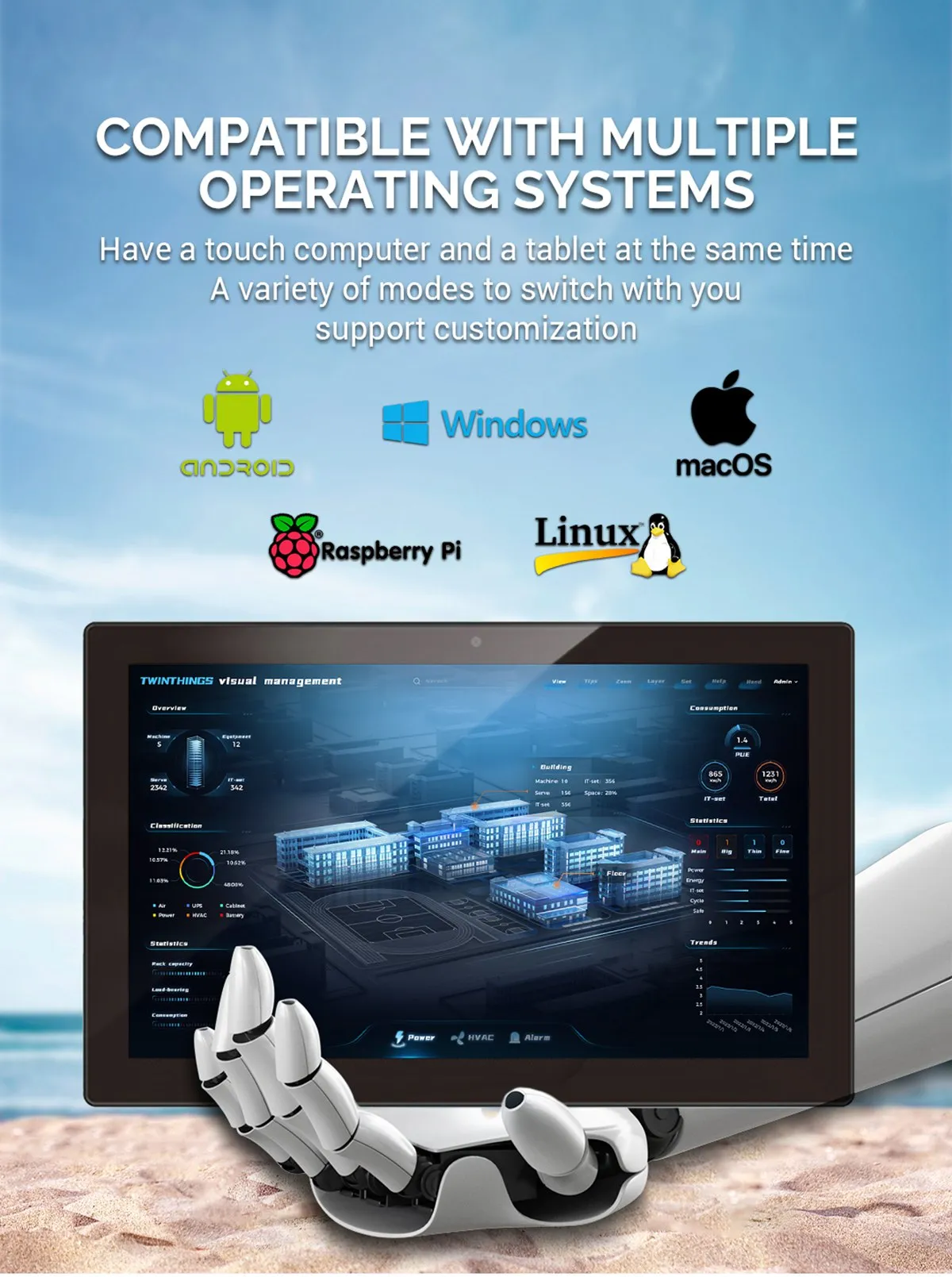 13.3 Inch Portable External VaIps Display Android Tablet