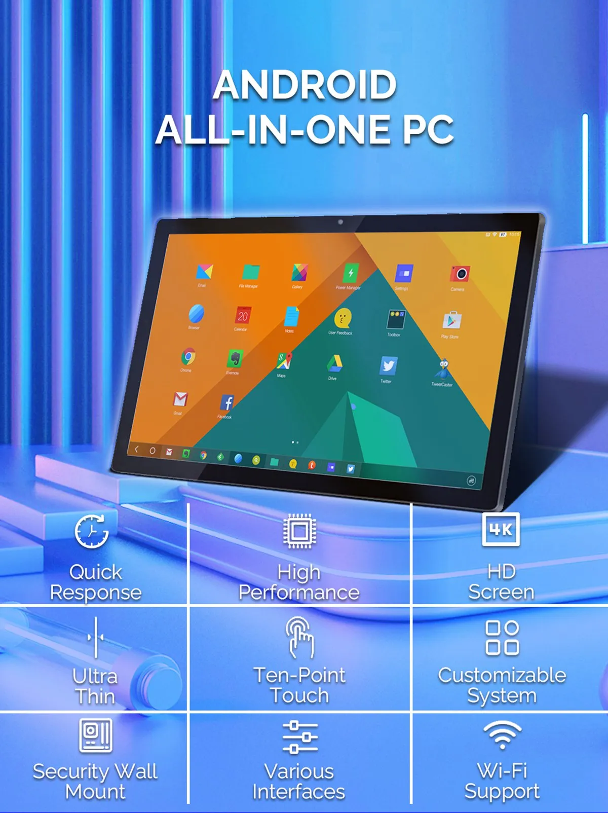 10.1 Inch High Definition Commercial Display Android All-In-One