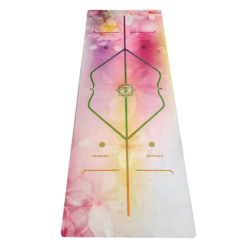Printed Suede Rubber Yoga Mat With Alignment Lines