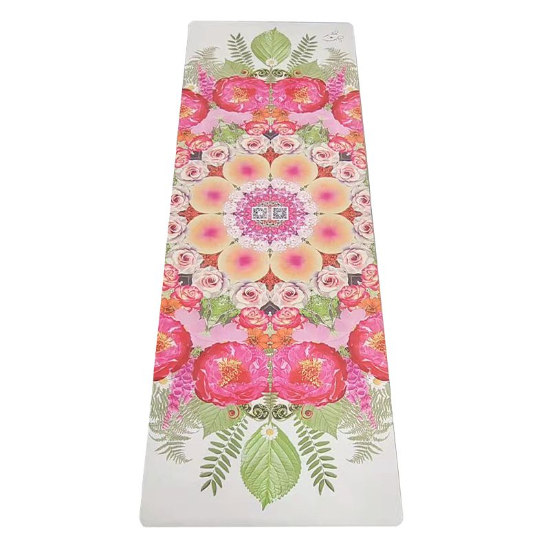 Printed Suede Rubber Yoga Mat With Alignment Lines