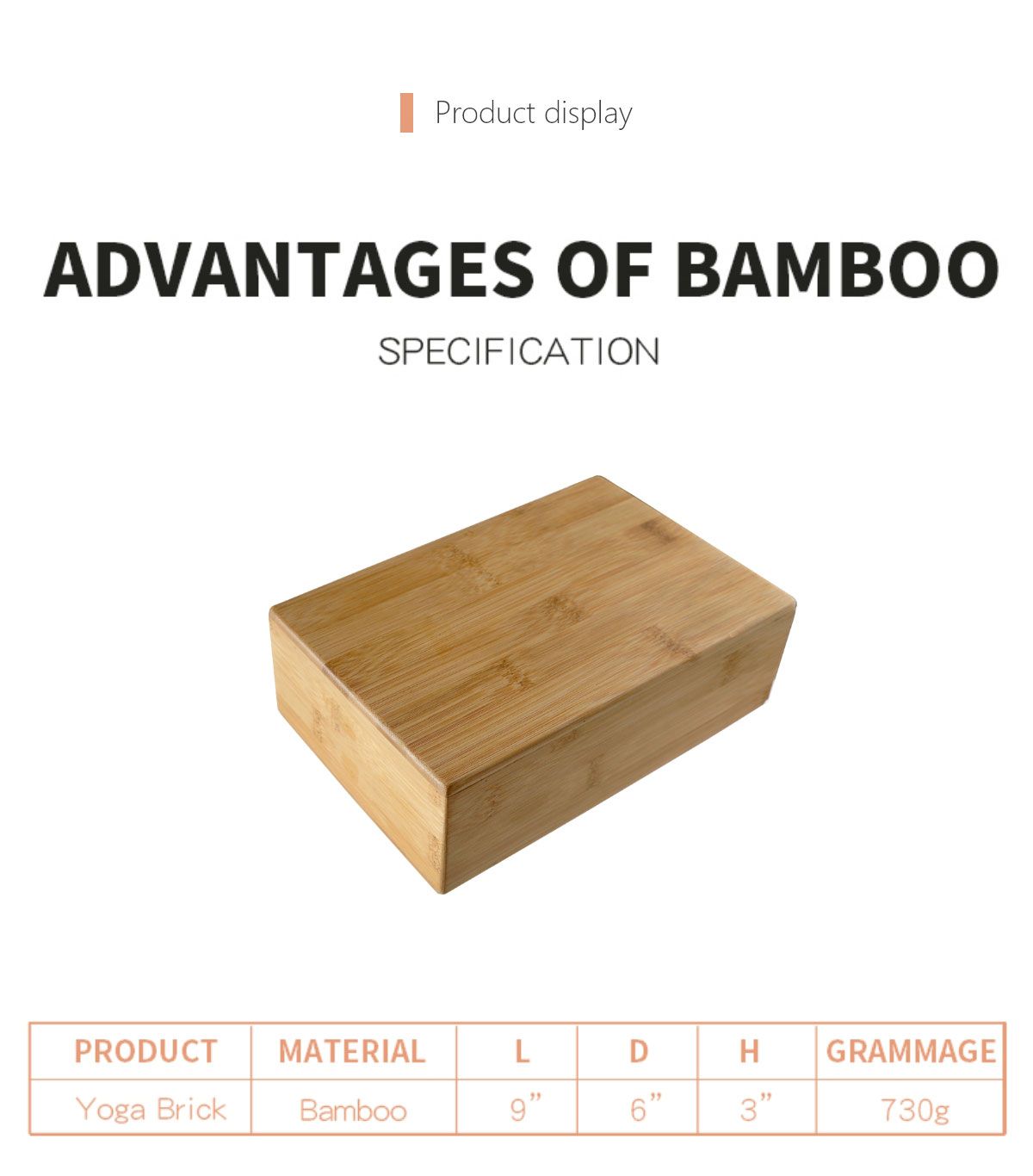 Wholesale Natural Bamboo Yoga Block with Hollow Core