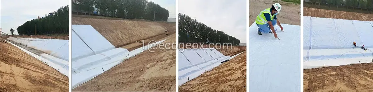 Non Woven Geotextile Installation for River Bank Protection Project