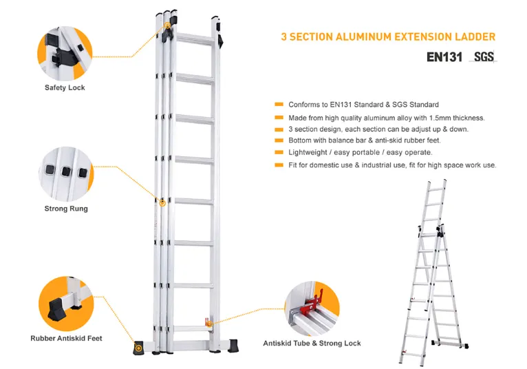 3 section ladder,aluminum extension ladder