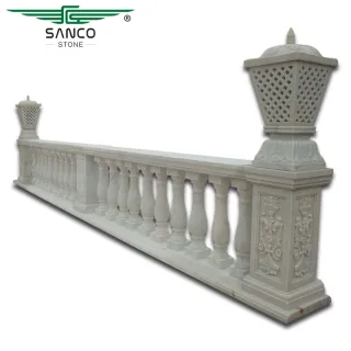 White Marble Stone Handrails with Lantern