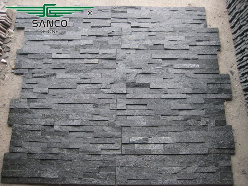 Black Stacked Stone Tile