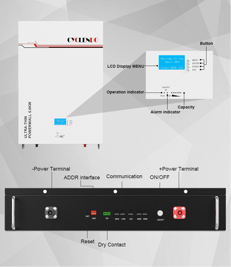 Ultra thin 48v lifepo4 powerwall battery