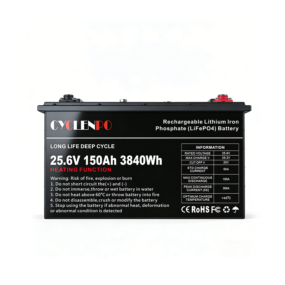 CYCLENPO 24V 150Ah LiFePO4 Battery for RV Marine Solar