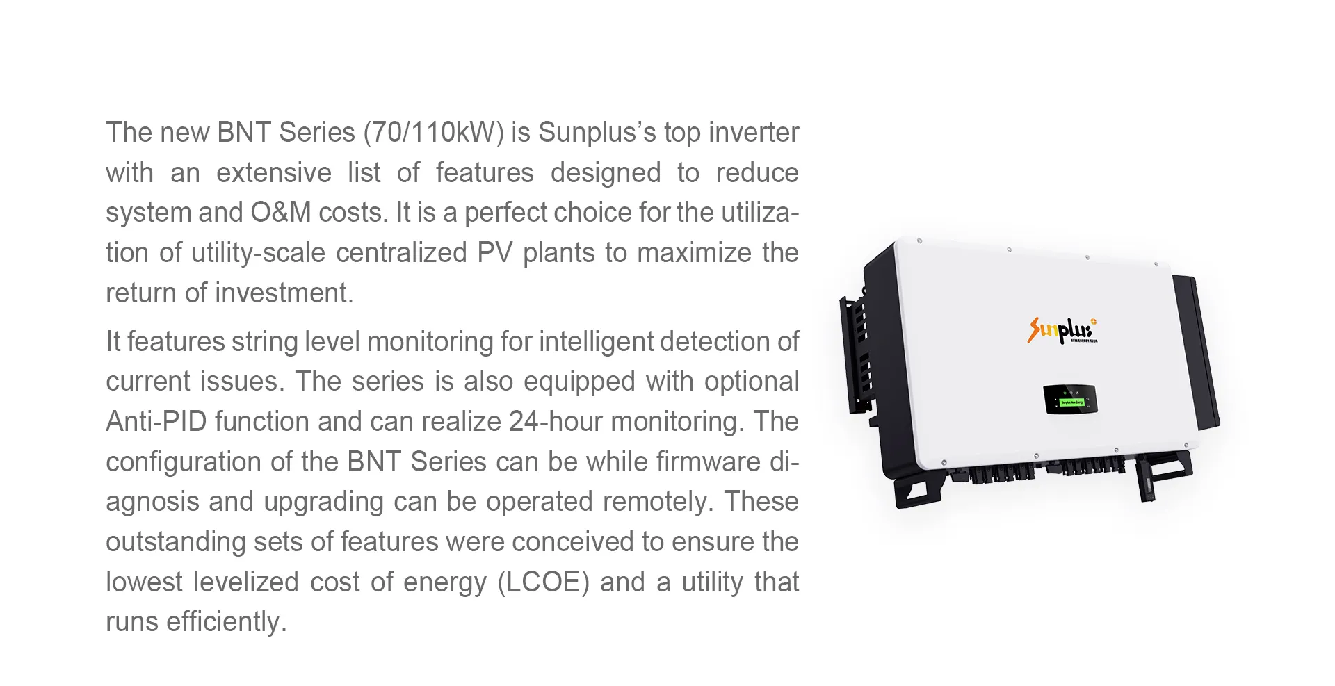70-110kw Commercial & Power Plants Three Phase String Inverter