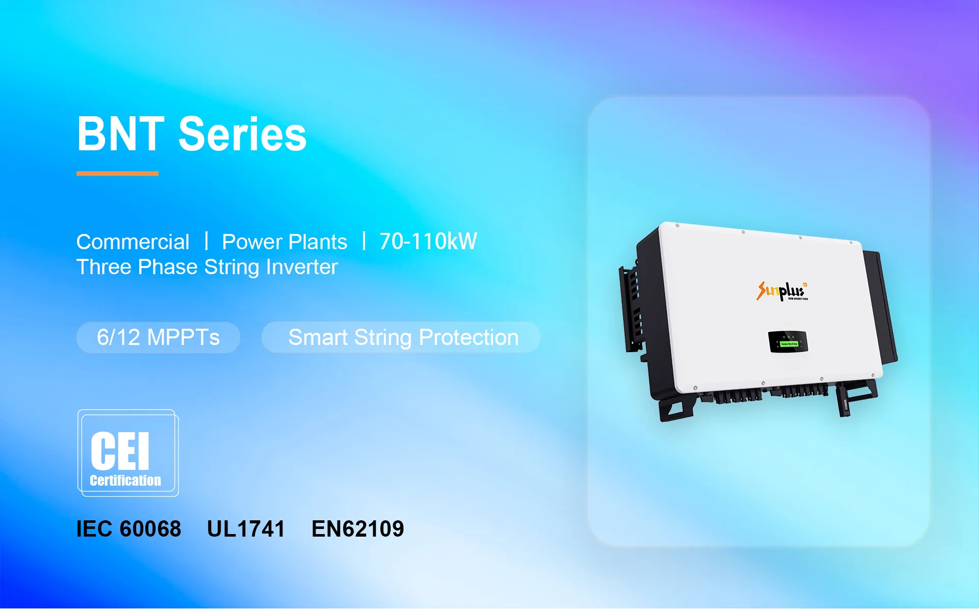 70-110kw Commercial & Power Plants Three Phase String Inverter