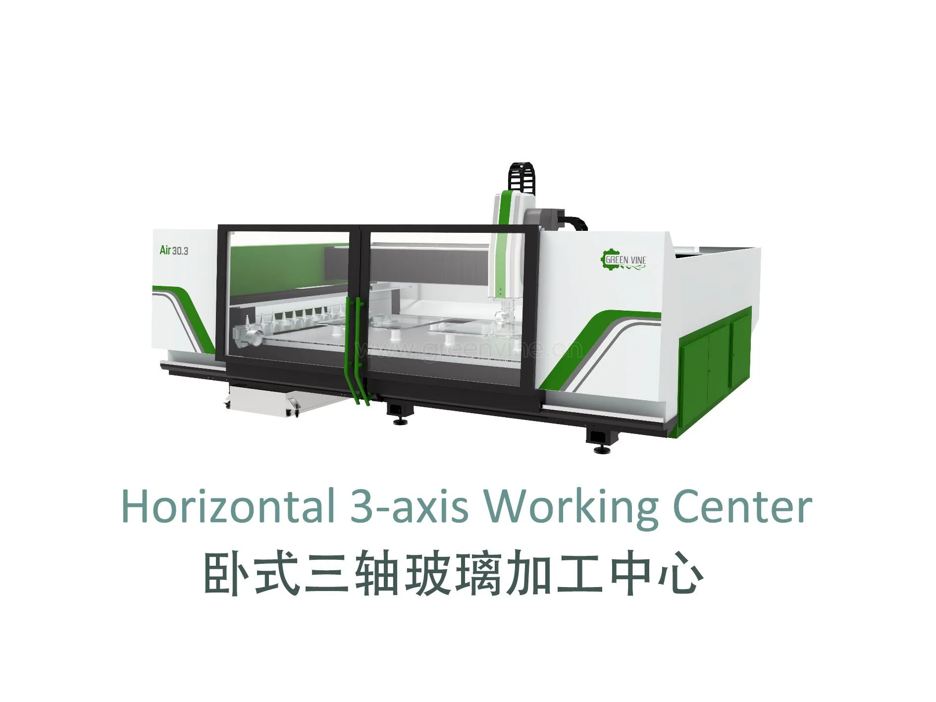 GREEN Air-.3 GREEN VINE Horizontal Glass Three Axis Working Center