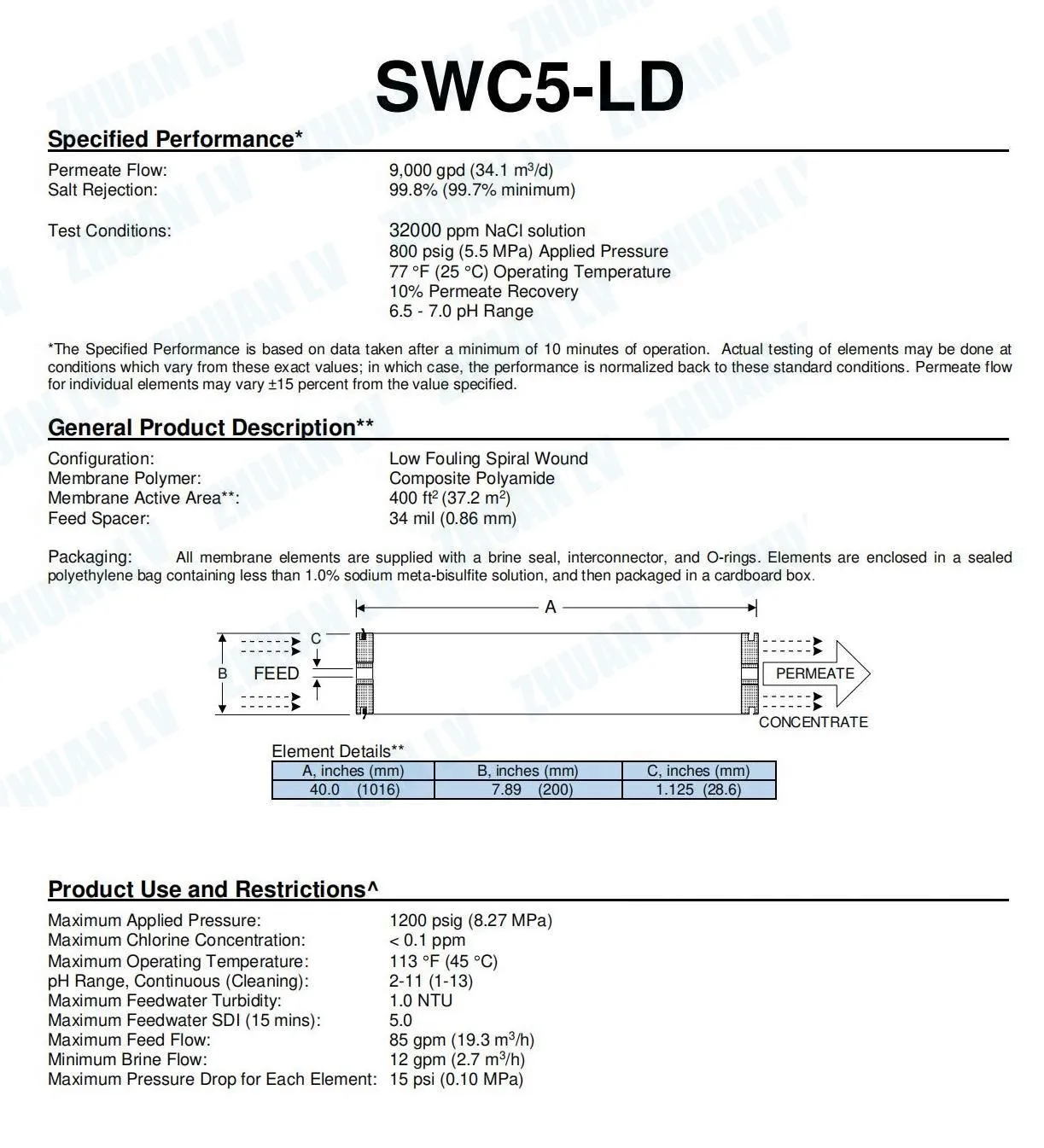 SWC5 membranes water filtration zhuan Lv