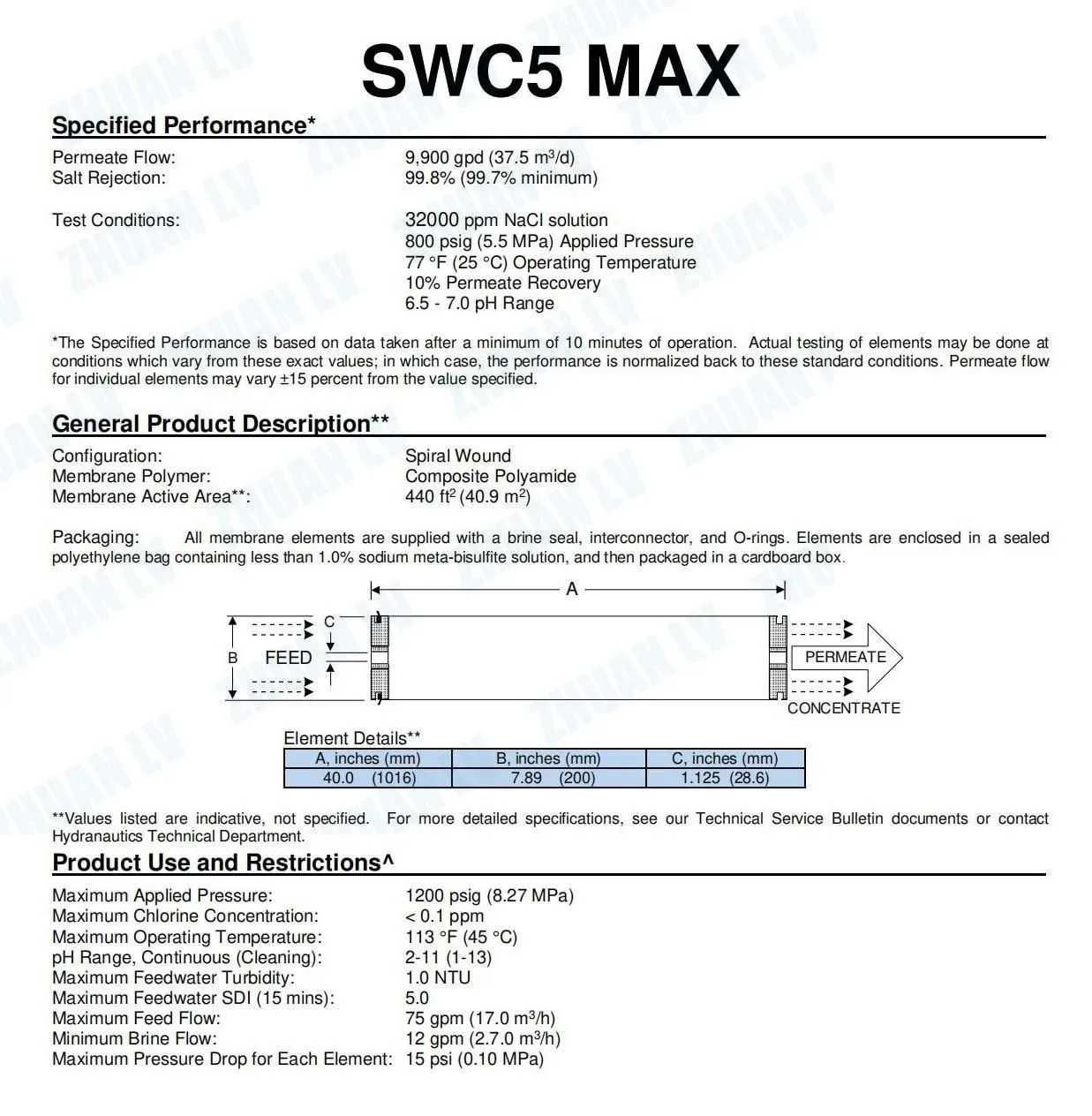 SWC5 membranes water filtration zhuan Lv