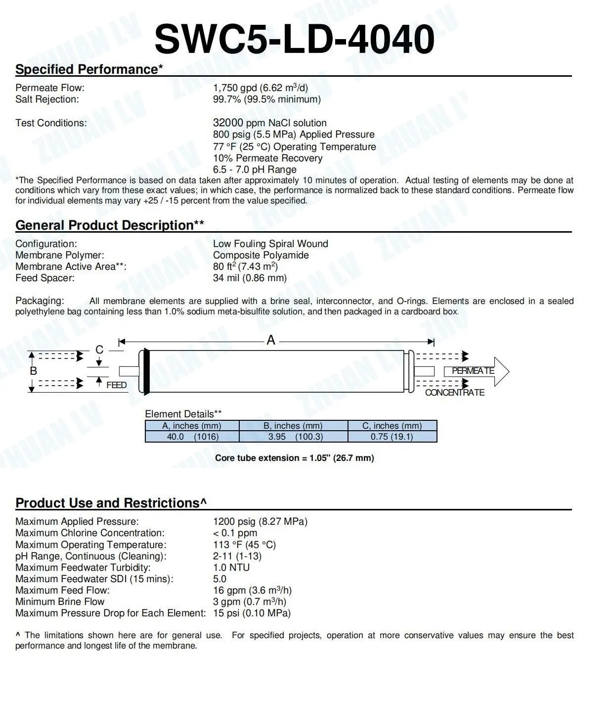 反渗透膜水过滤元件