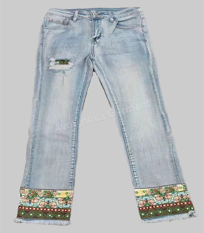Embroidered,Cuff Jeans,custom embroidery,embroidered jeans,distressed ...