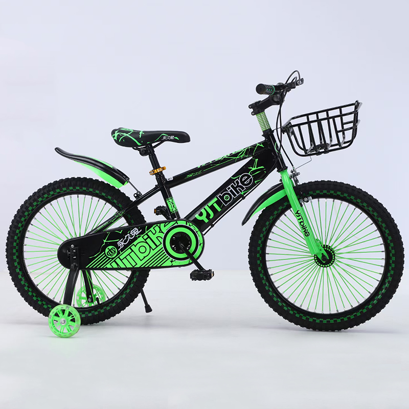 Steel frame kids bike with training wheels, kids bicycle with fender