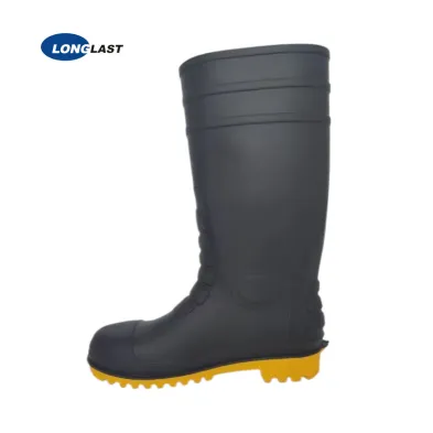 Black / Yellow PVC safety boots _ LL-2-04