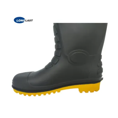 Black / Yellow PVC safety boots _ LL-2-04