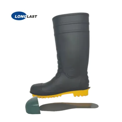 Black / Yellow PVC safety boots _ LL-2-04