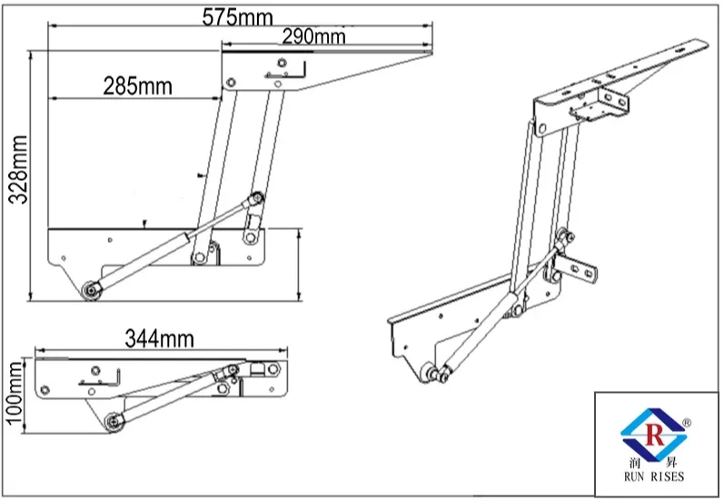 Adjustable Length Tube Table lifting Mechanism