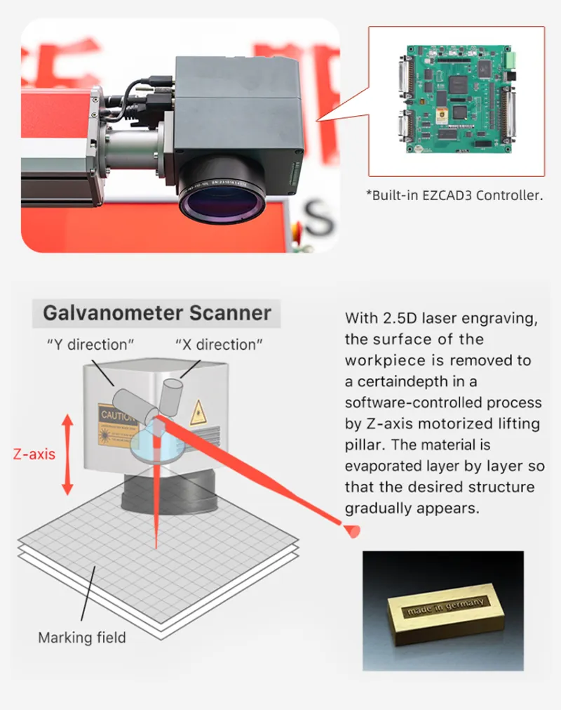 2.5D Fiber lasr marking machine deep engraving