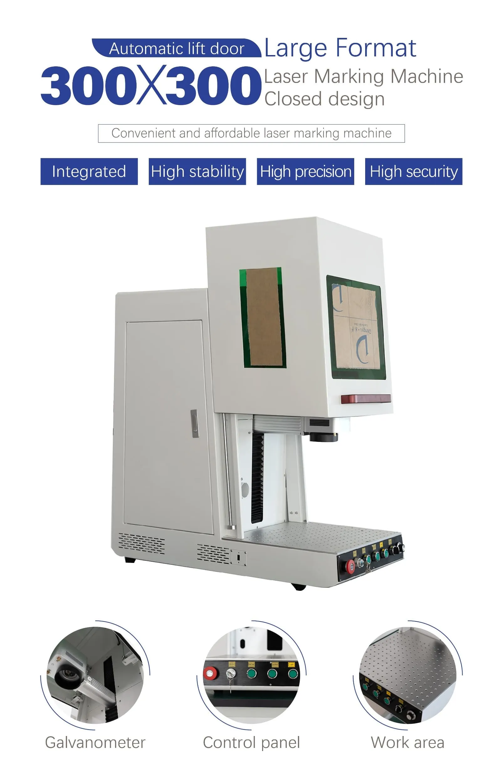 Large-area enclosed laser marking machine for gold