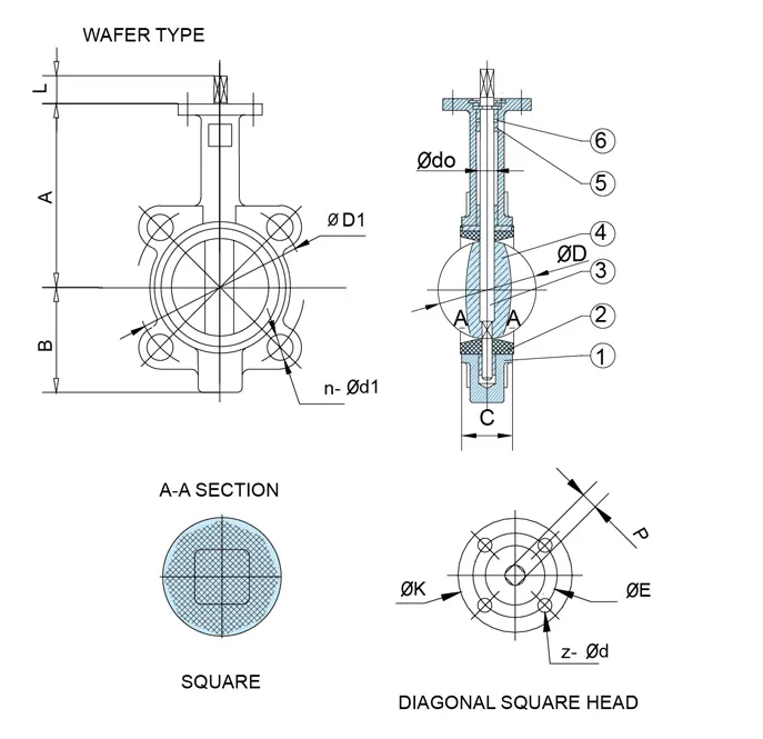Wafer type butterfly valve