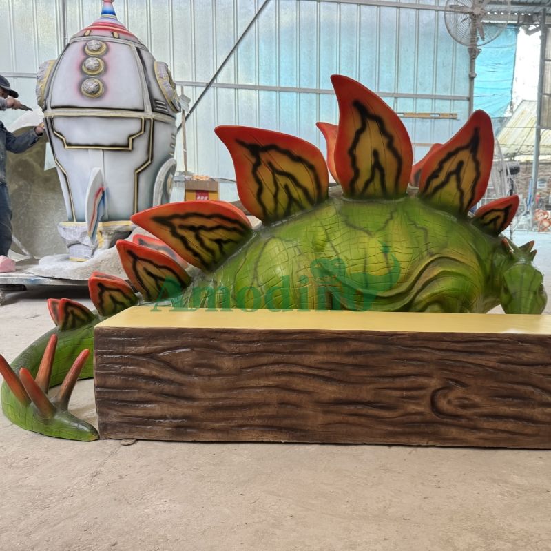Hyper-Realistic Fiberglass Stegosaurus Replica