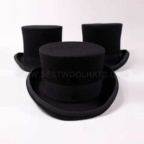Felt Hat With Rolled Brim, Stovepipe Hats, Wool Top Hat