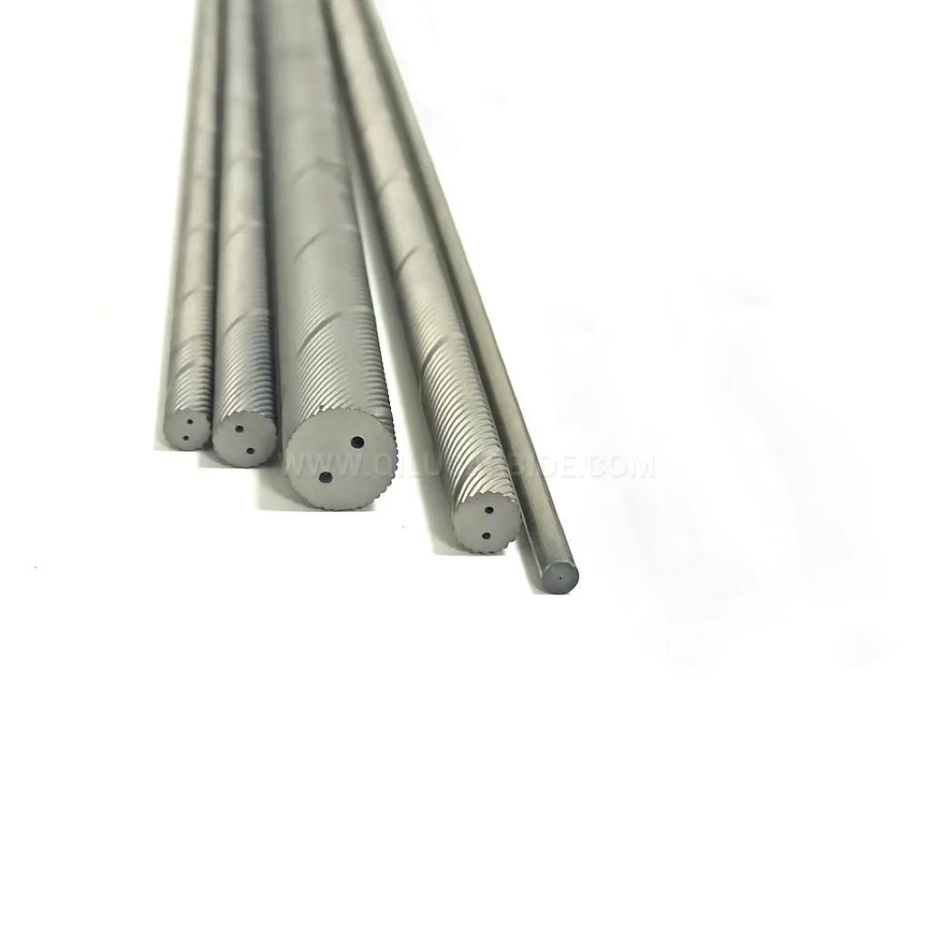 Tungsten Carbide Rods with 30/40 degree 2 Helical Coolant Holes Tungsten Carbide Rods with 30/40 degree 2 Helical Coolant Holes